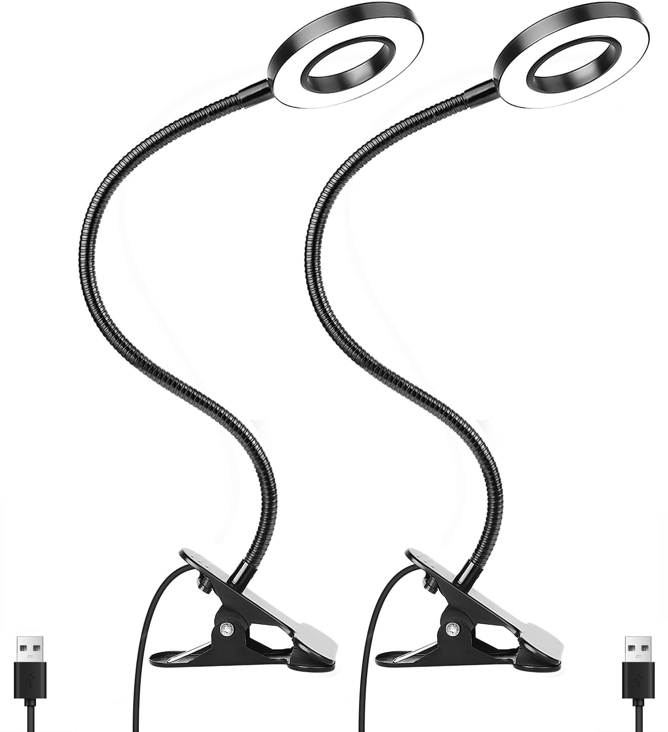 Desk Clip on Lamp for Reading Home Office, with 5V 2A Adapter, 10 ...