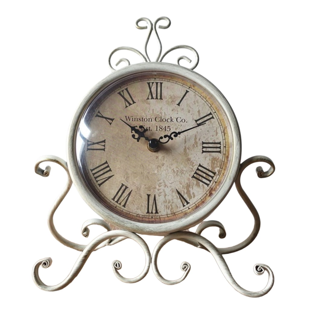 Desk Clock Vintage Iron Tabletop Clock with Precise Movement for Living ...
