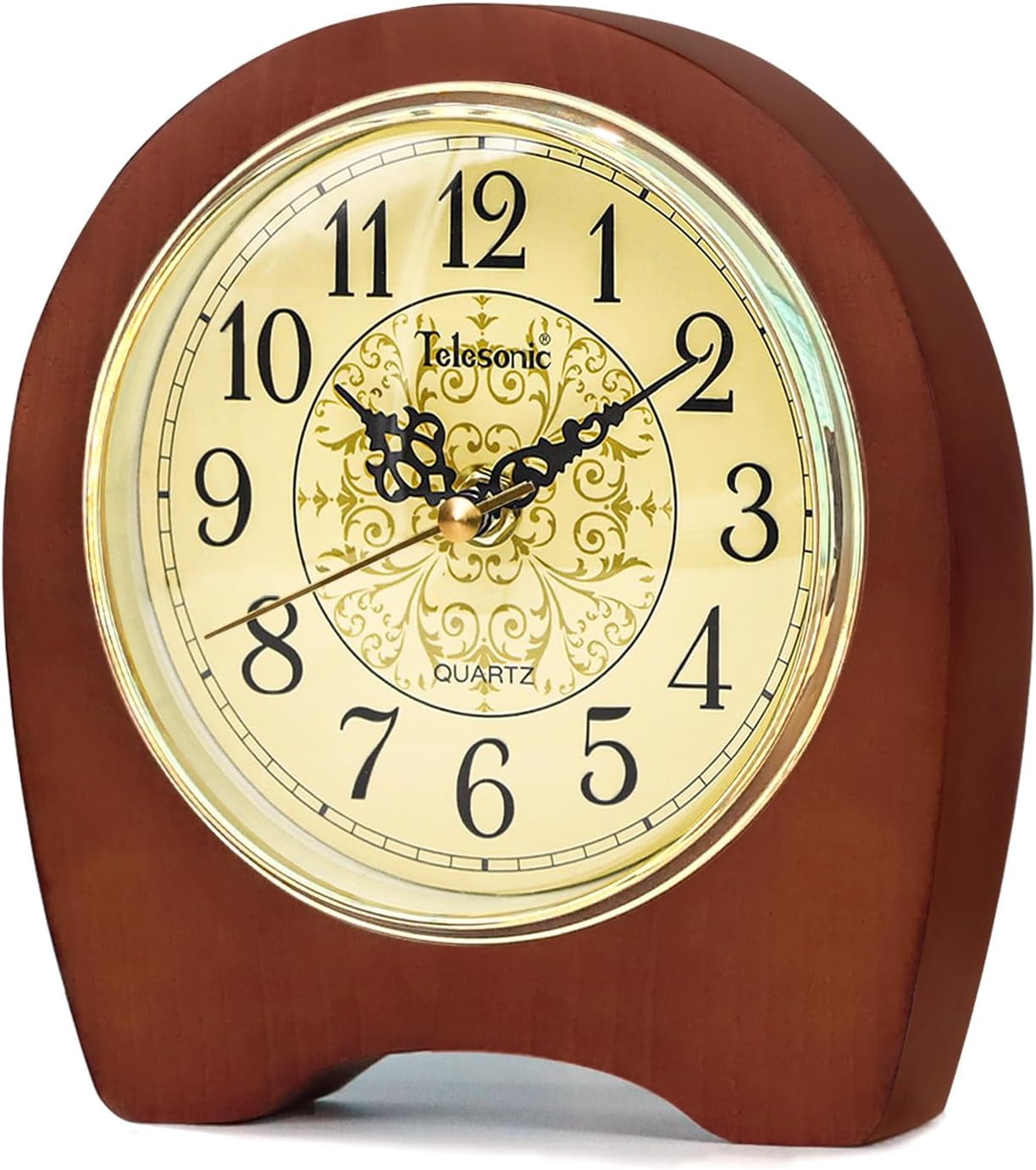 Desk Clock, Wooden Silent Table Clock, Battery Operated Vintage Clock ...