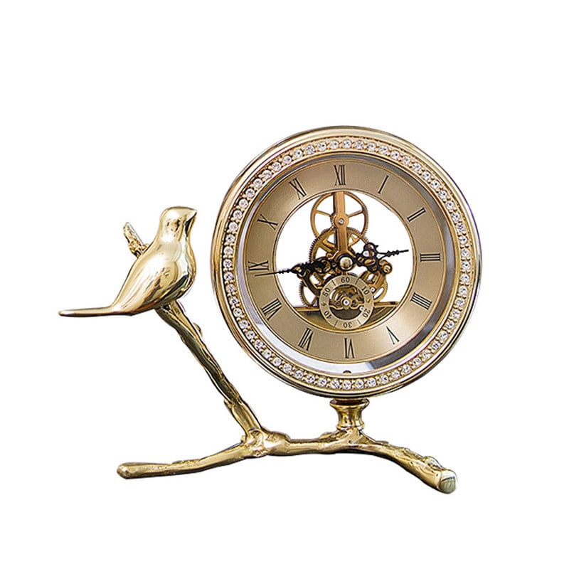 Desk Clock for Home Decoration, Bird Metal Vintage Clocks Luxurious ...