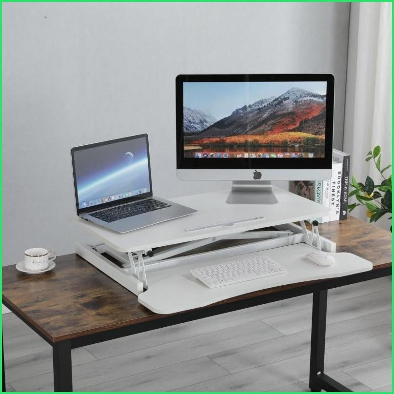 Desk Converter Height Adjustable Sit to Stand Riser with Dual Monitor ...