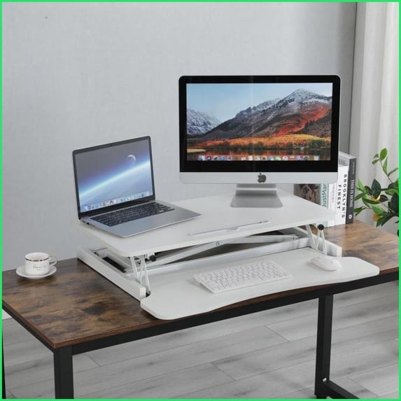 Desk Converter Height Adjustable Sit to Stand Riser with Dual Monitor ...