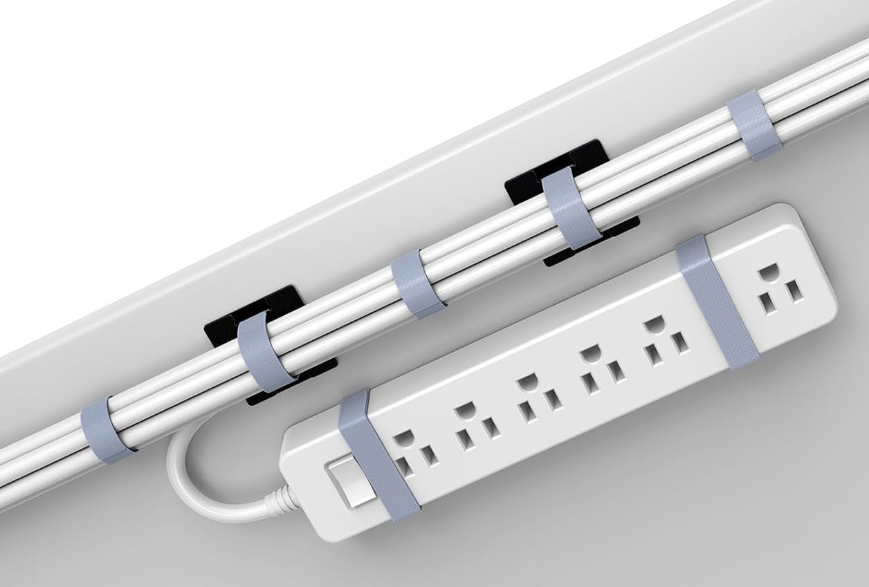 Under Desk Cord Management Straps, Adhesive-Backed Heavy-Duty Mounting ...