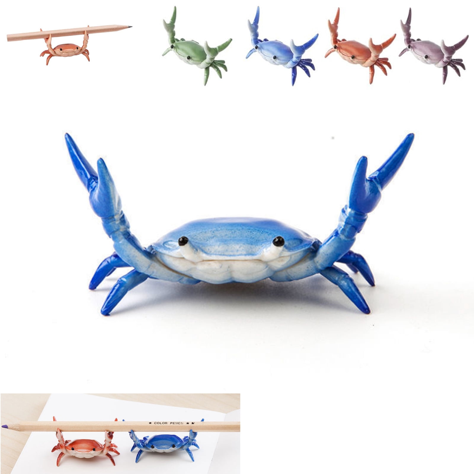 Desk Crab Pen Holder, Funny Weightlifting Crabs Shaped Spoon Holders ...