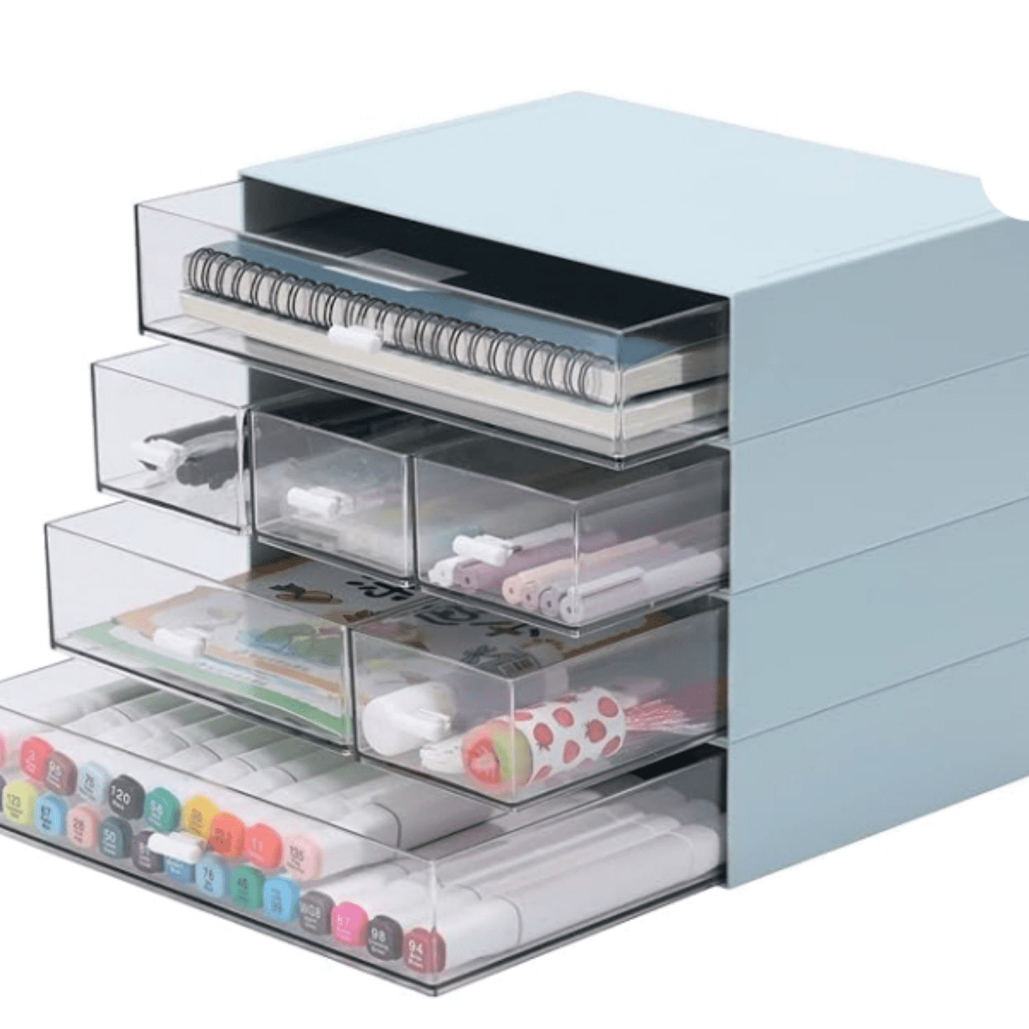 Desk Craft Organizer and Storage with 7 Flat Drawers, Stackable Plastic ...