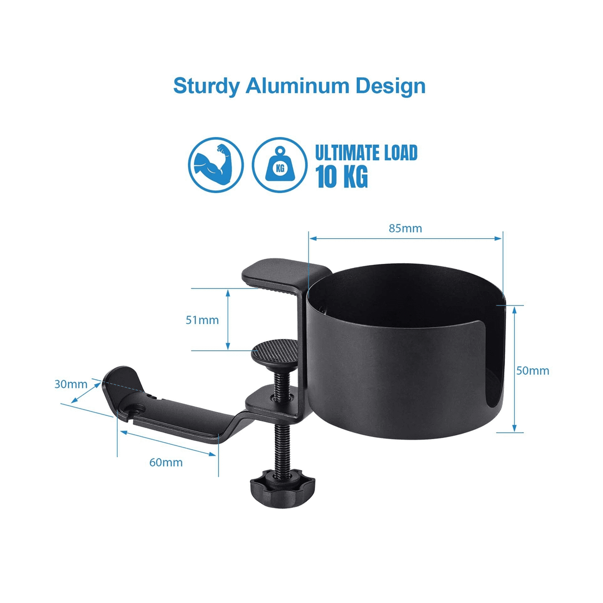 Desk Cup Holder, 2 in 1 Desk Cup Holder with Headphone Hanger, Anti ...