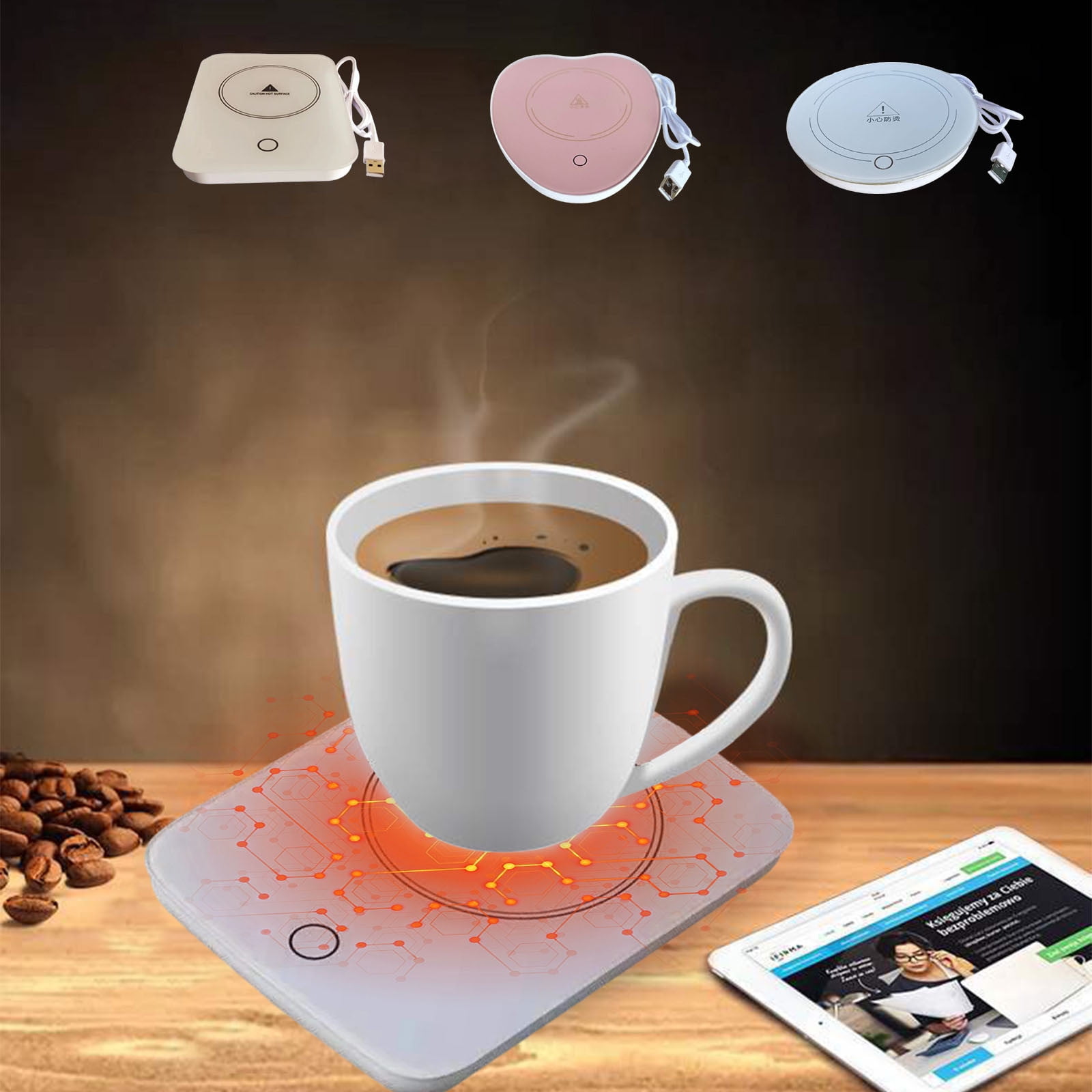 Desk Cup Warmer, Beverage Holder, Auto Shut Off, Stainless Steel, For Office Home, Keep Drinks ...