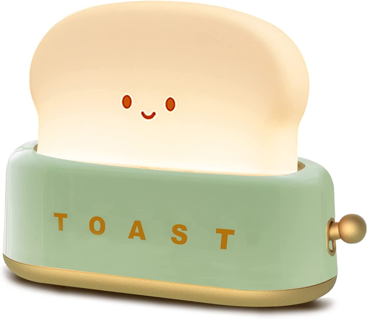 Desk Decor Toaster Lamp, Rechargeable Small Lamp with Smile Face Toast ...