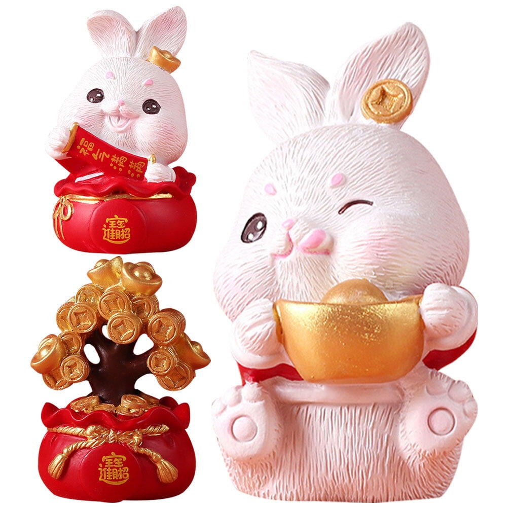 Desk Decor Zodiac Bunny Figurines: 2023 Rabbit Year Miniature Rabbit ...