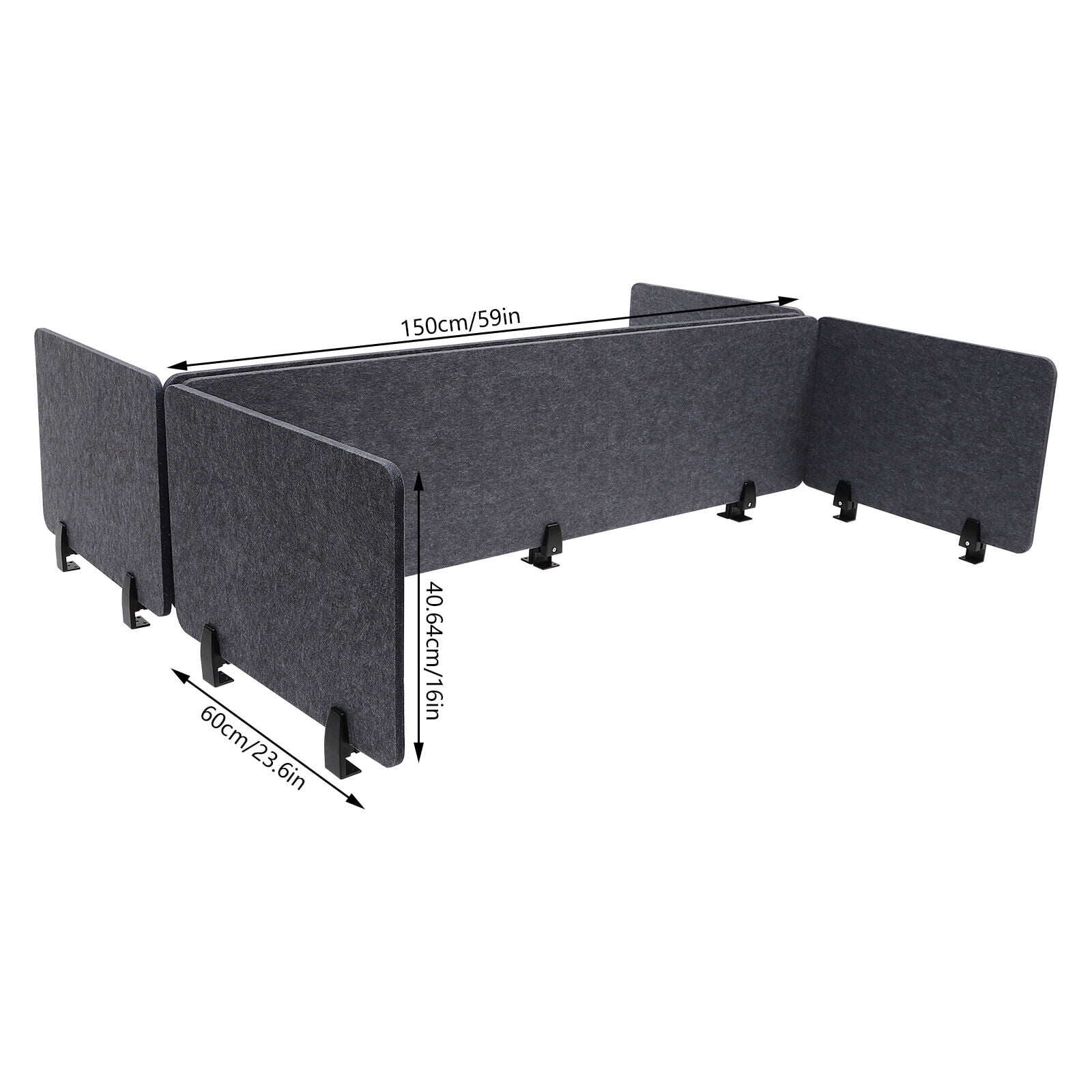 Desk Divider, Stand Up 15mm Raw Clamp-On Acoustic Desk Divider Mounted ...