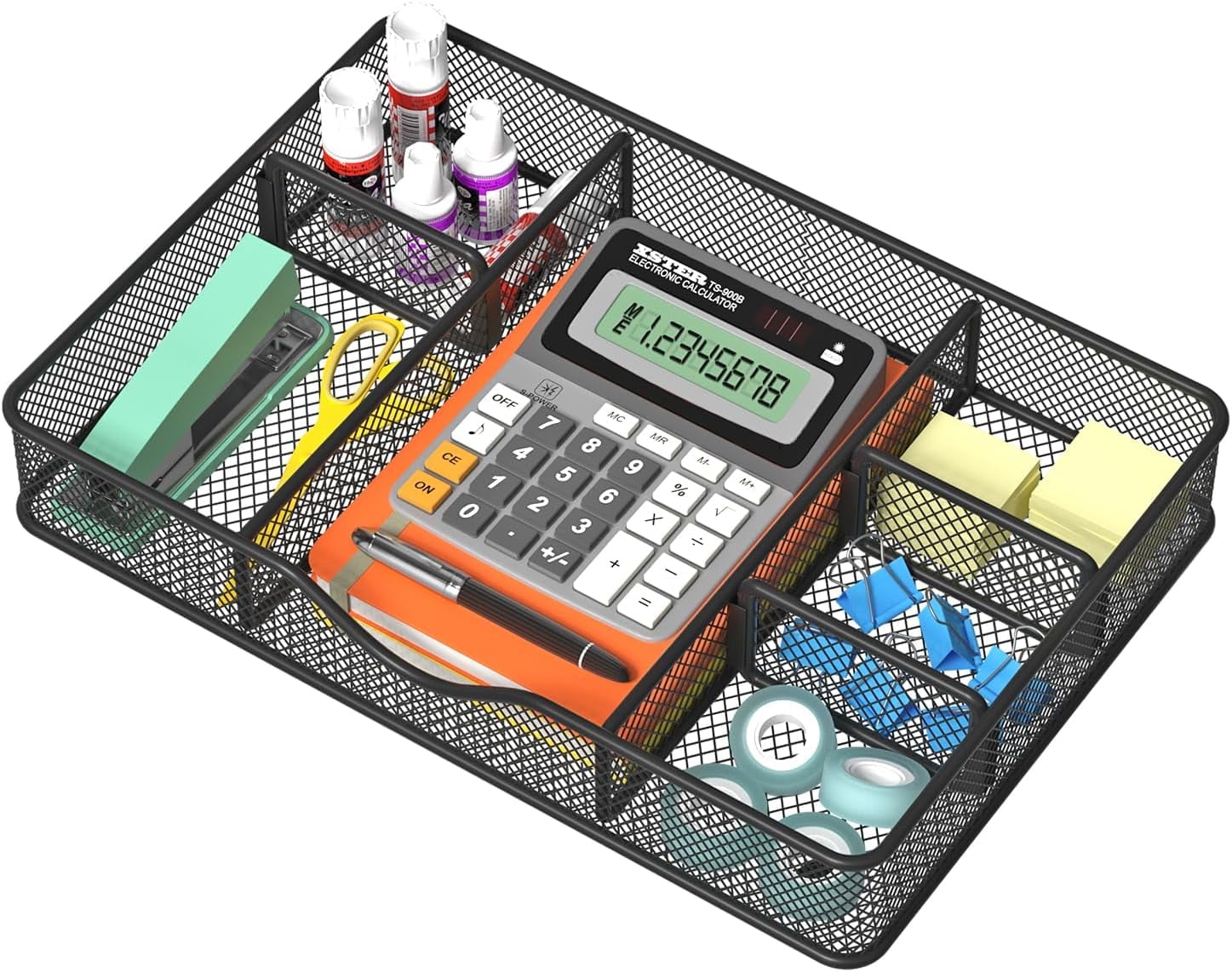 Desk Drawer Organizer, Metal Mesh Drawer Organizer Tray with 6 ...
