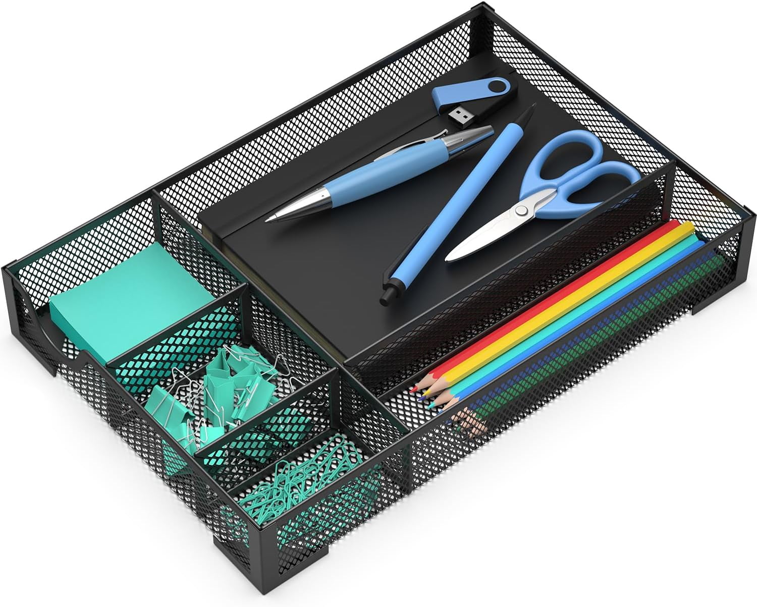 Desk Drawer Organizer, Small Metal Mesh Drawer Organizer Tray, Office ...