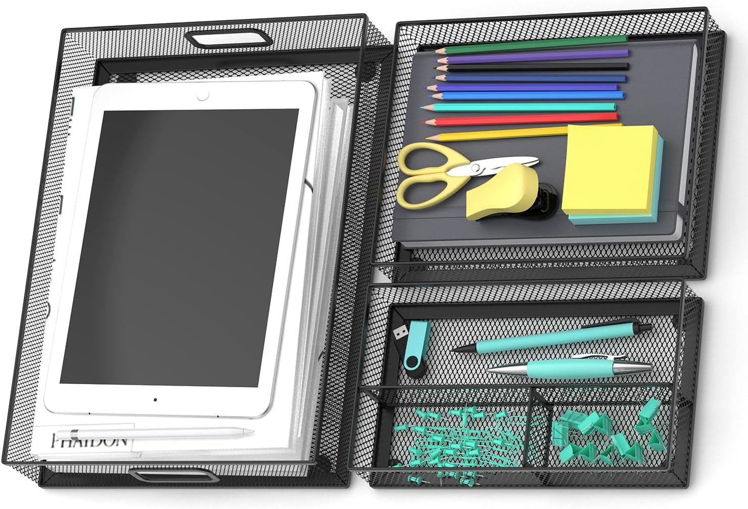 Desk Drawer Organizer, Small Metal Mesh Drawer Organizer Tray, Office ...