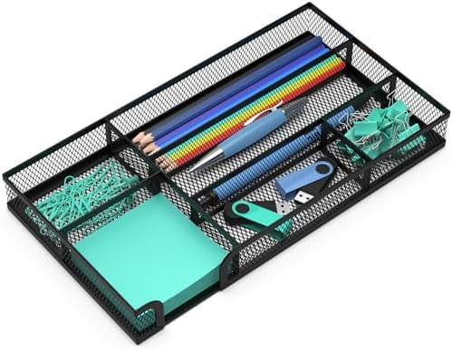 Desk Drawer Organizer, Small Metal Mesh Drawer Organizer Tray, Office ...