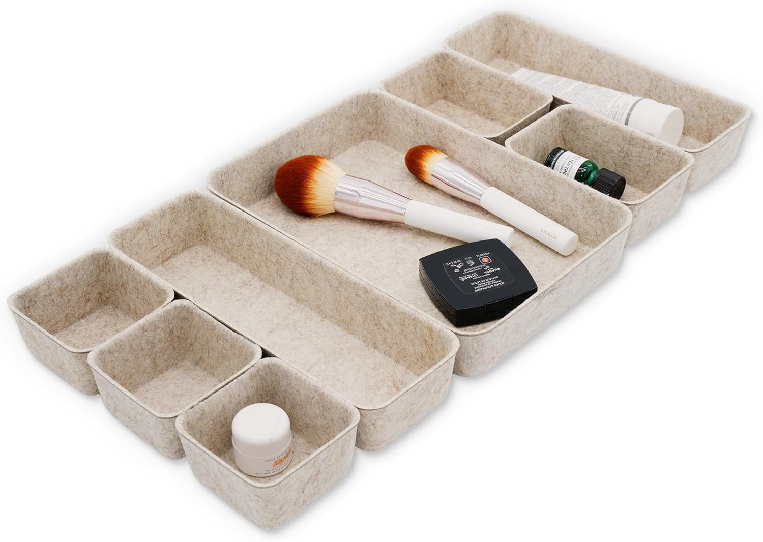 Desk Drawer Organizer Tray, 8-Piece Beige Office Storage, Nordic ...