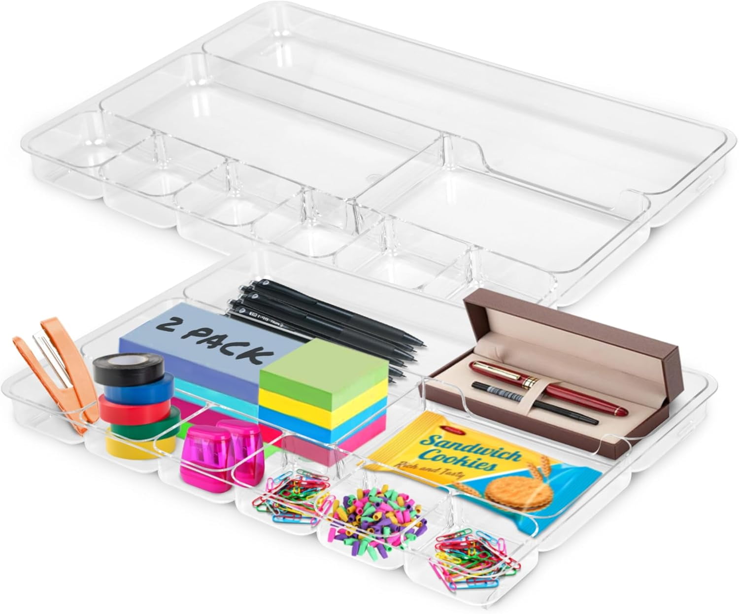 Desk Drawer Organizer Tray with 9 Storage Compartments - For Home and ...