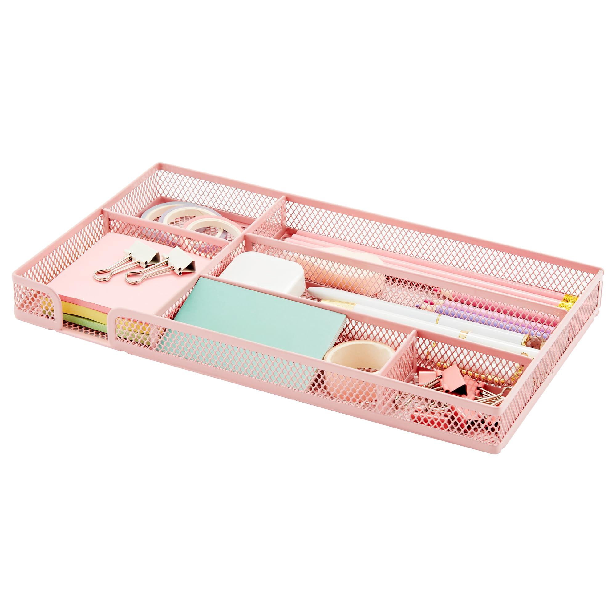 Desk Drawer Organizer Tray Light Pink Small Office Organization ...