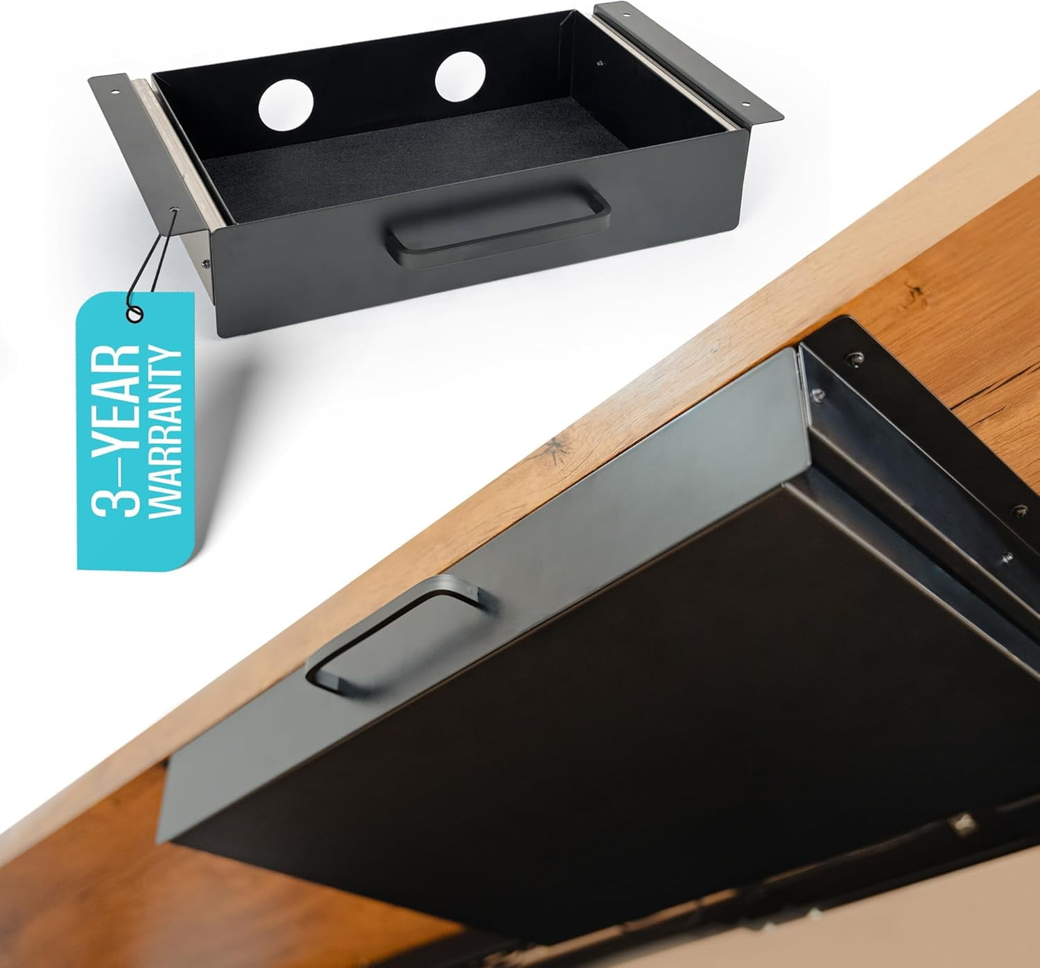 Under Desk Drawer Slide Out Attachment - Carbon Steel Undermount Table ...