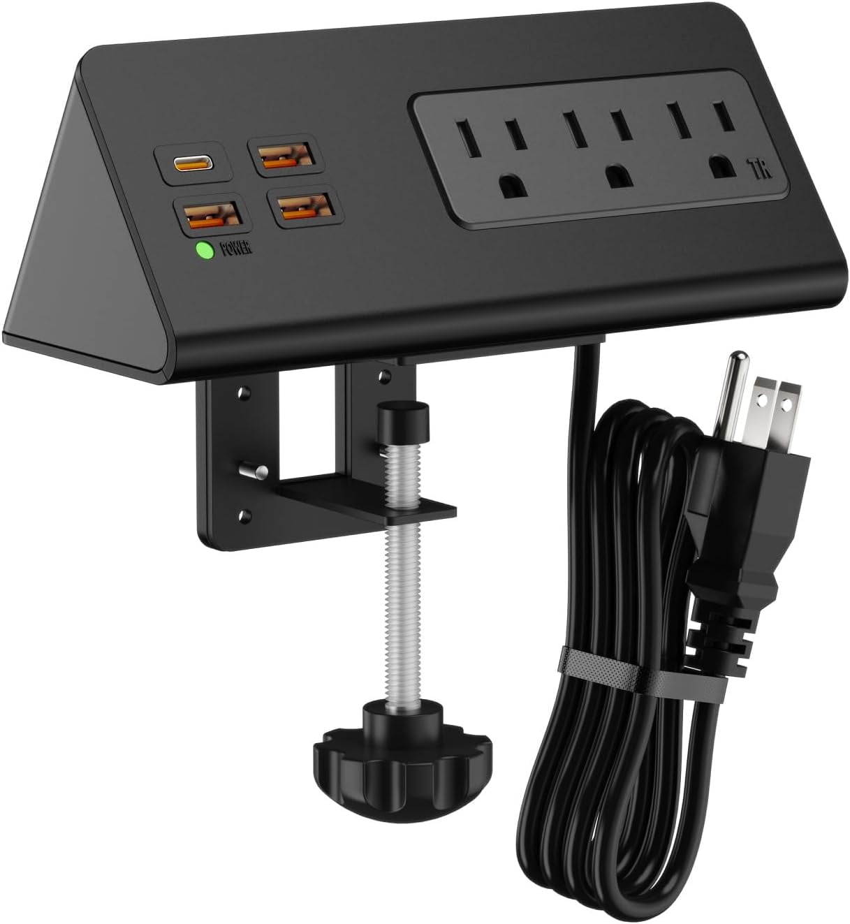 Desk Edge Clamp Mount Power Strips with 4 USB Ports(1xPD 20W USB-C Port ...