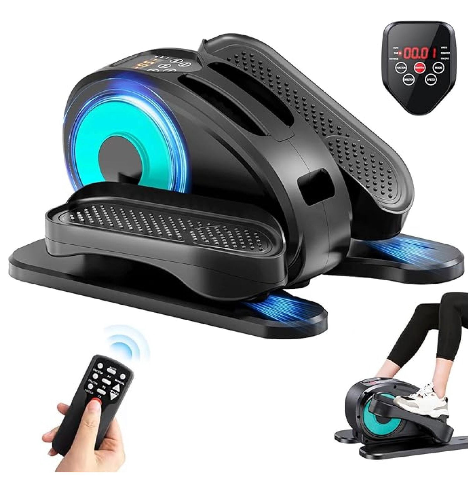 Under Desk Elliptical, Electric Foot Pedal Exerciser - Compact Portable ...