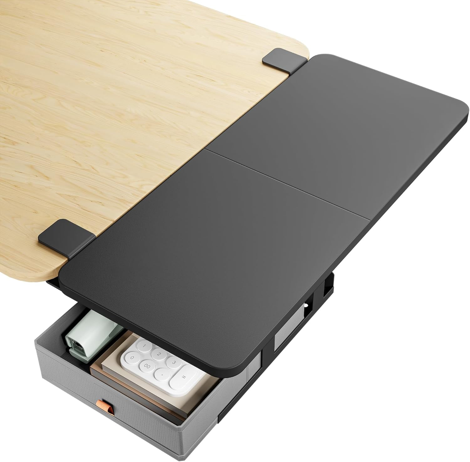 Desk Extender Tray, 28" x 12" Clamp On Desk Shelf, Desk Extension with ...