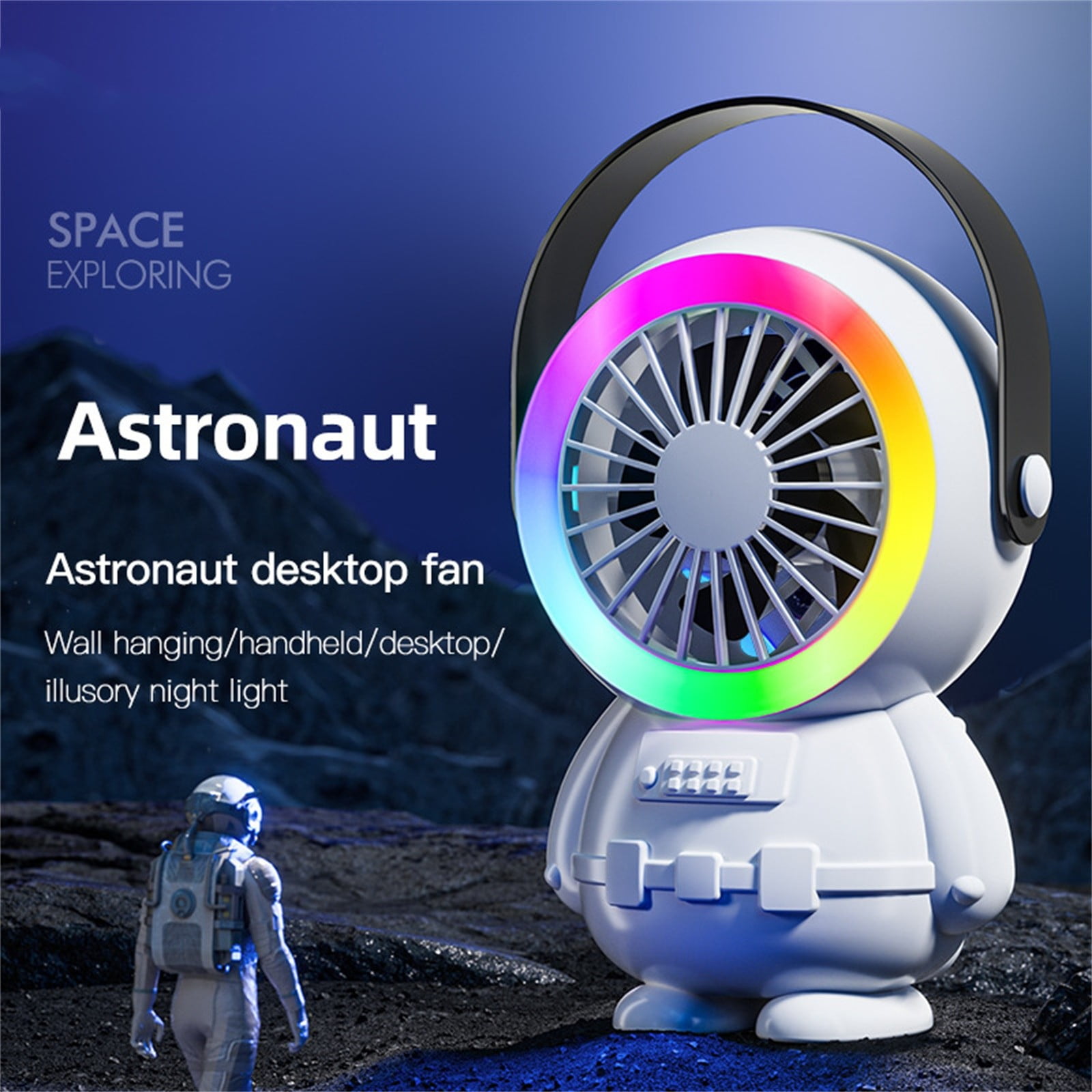 Desk Fan Colorful Space Aerospace Small Fan USBF Portable Three Speed ...