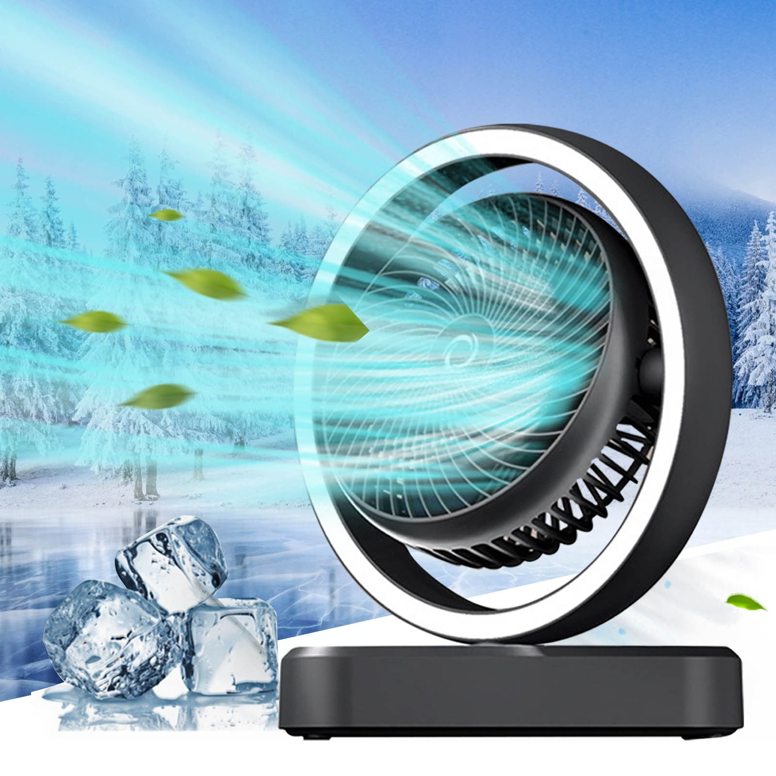 Desk Fan with Light, Oscillating Air Circulator, 3-Speed Quiet Cooling ...
