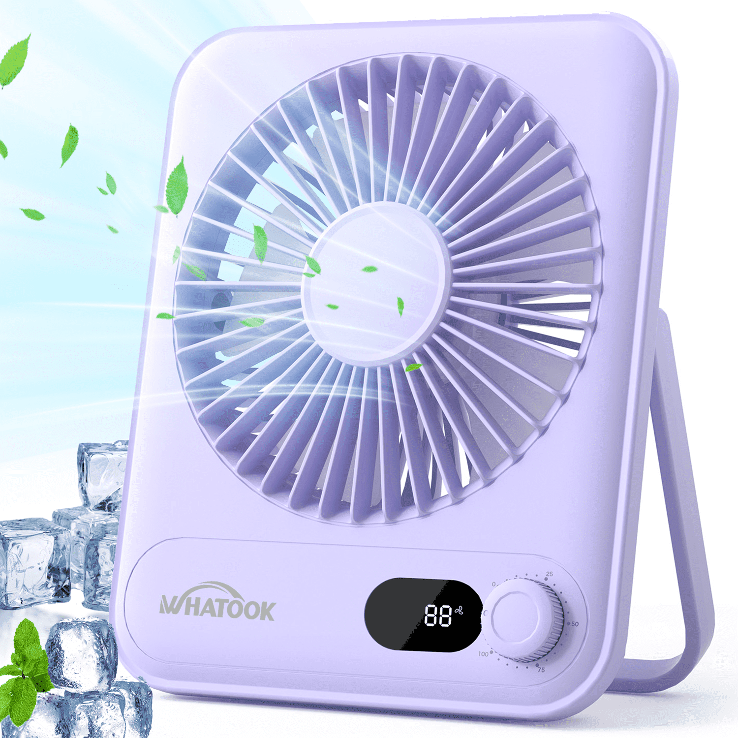 KIDSJOY Rechargeable Portable Desk Fan with 2000mAh Battery, 180 ...