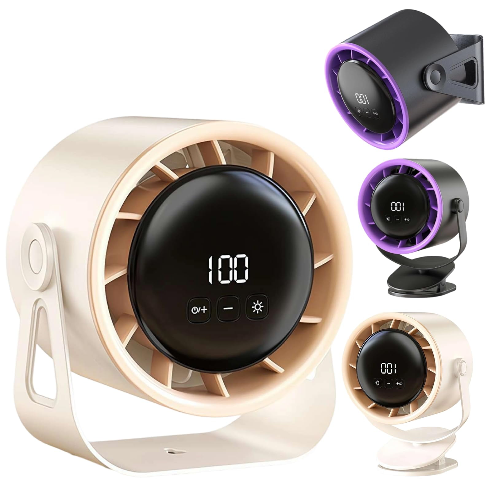 Desk Fan, Touch Control LED Display Small Portable Fans, 100 Speeds ...
