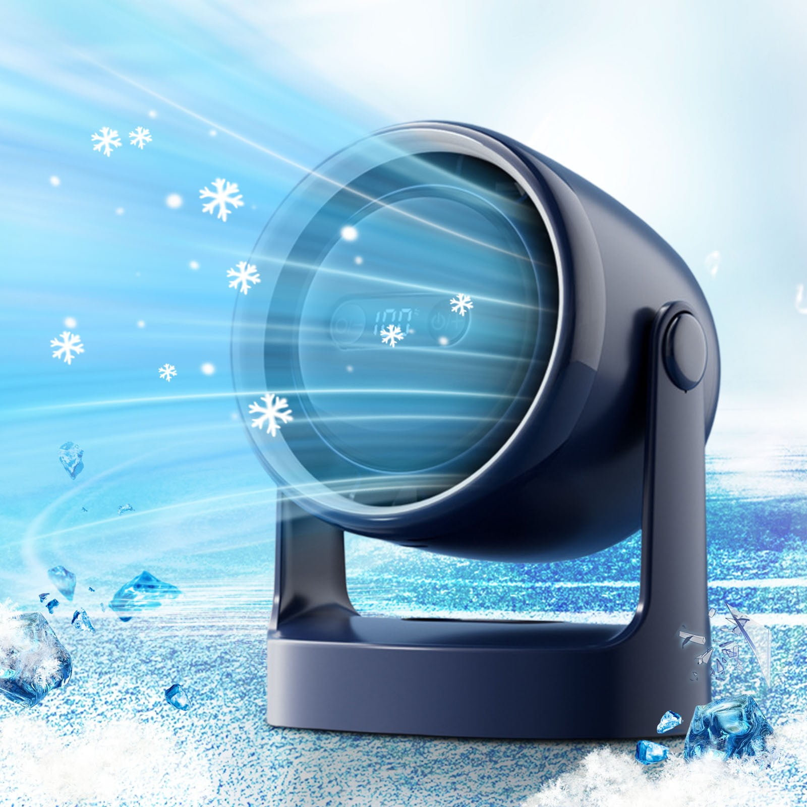 Desk Fan, Touch Control LED Display Small Portable Fans, 5 Speeds ...