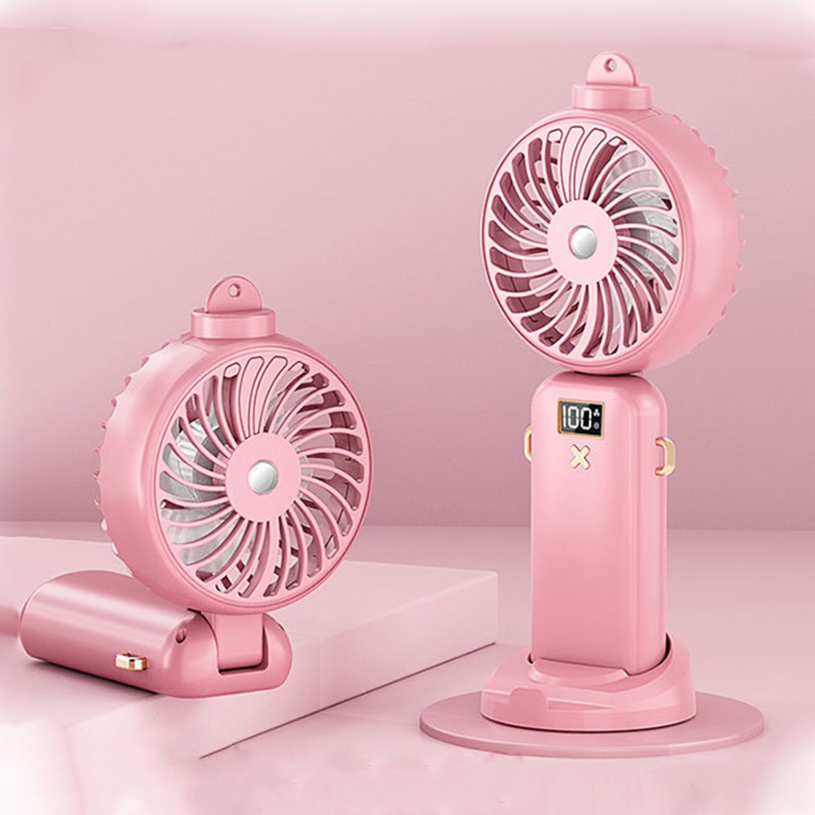 Desk Fan USB Charging Digital Display Humidification Spray Folding Fan ...