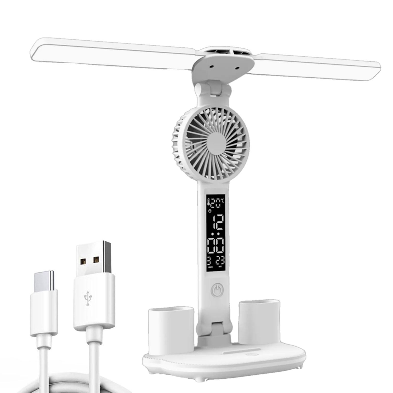 Desk Fan with Integrated Lamp, Touches Screen Controls, and ...