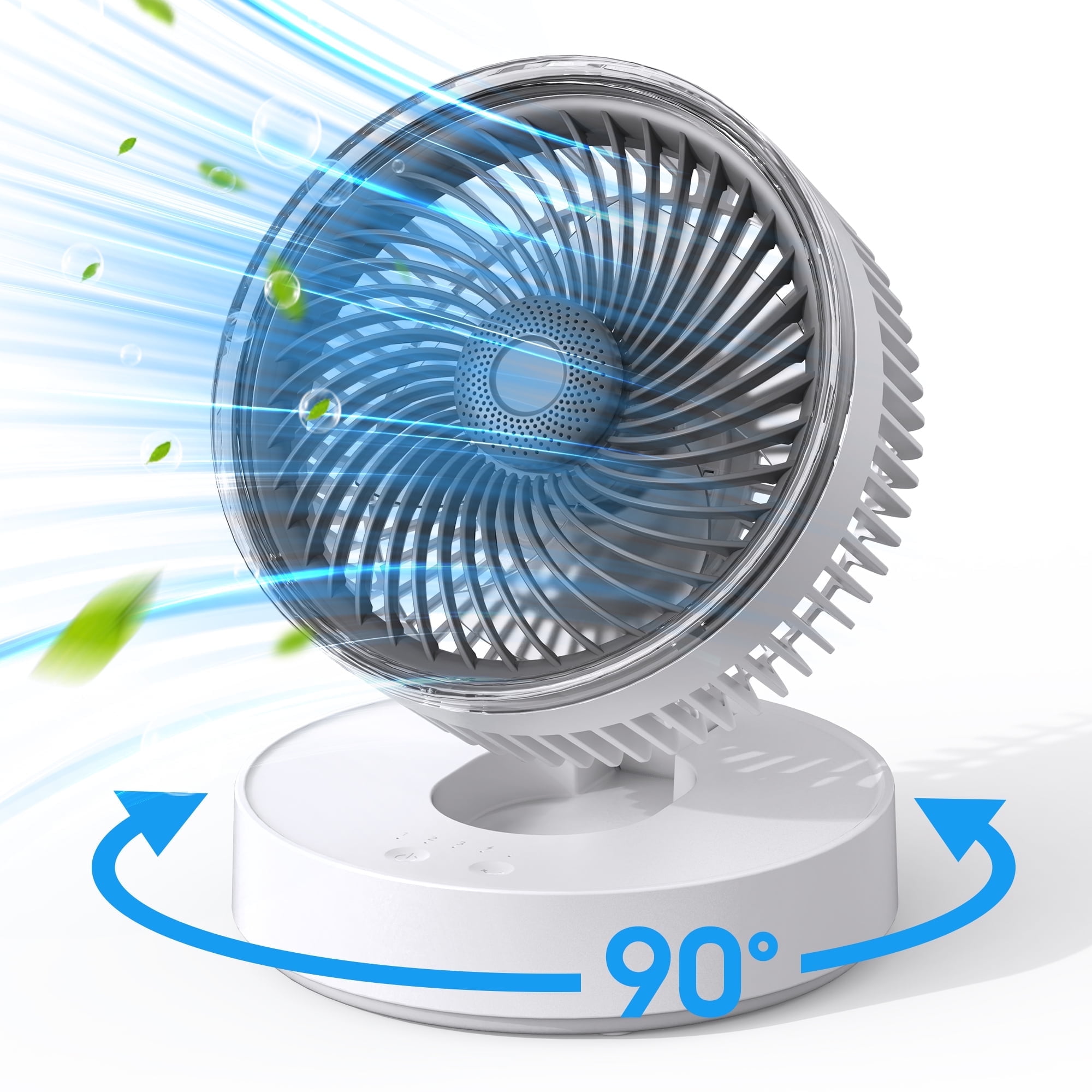Desk Fans,90° Oscillating Air Circulator,4 Speeds,50ft Powerful Airflow ...