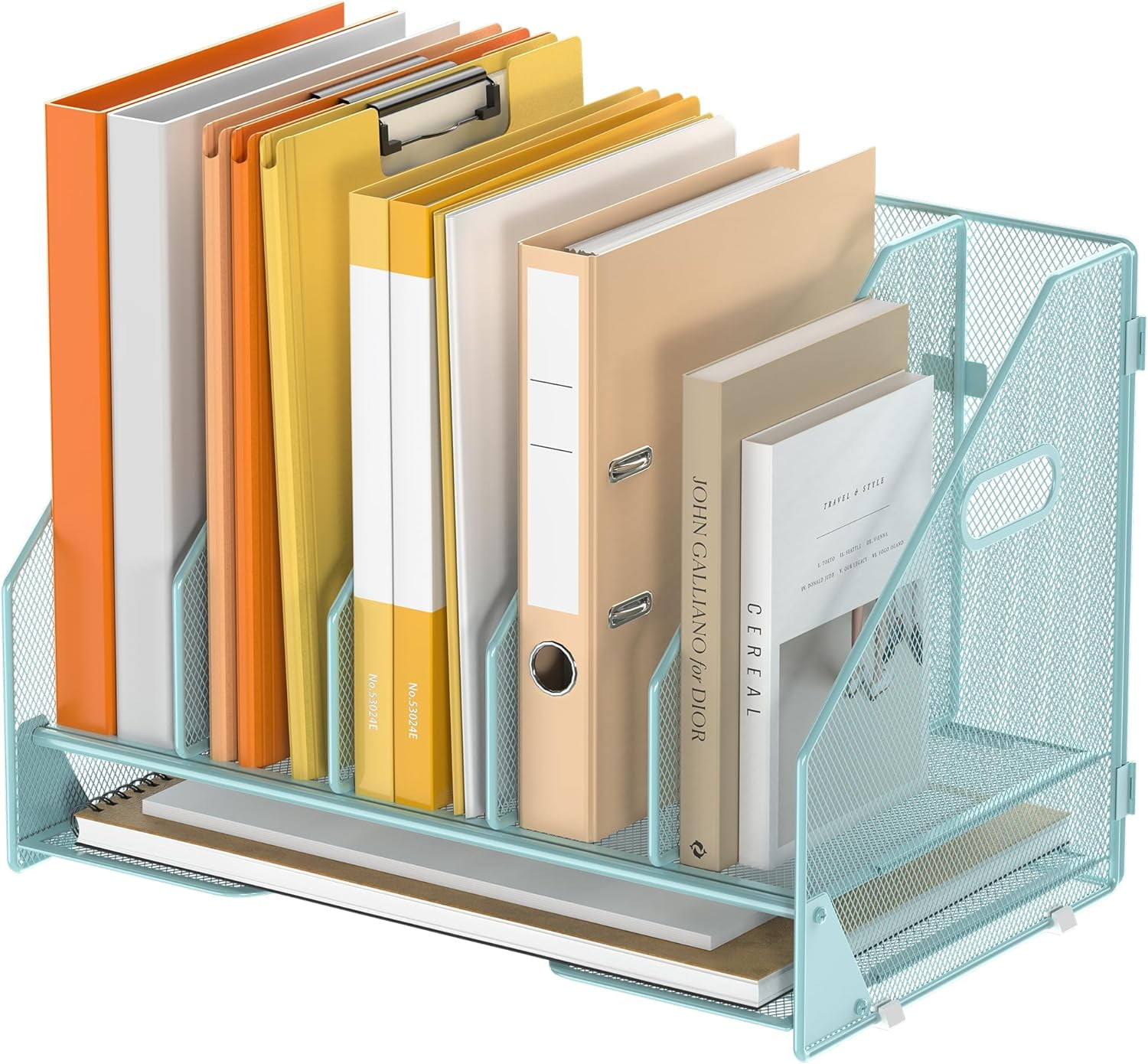 Desk File Folder Holder Organizer-5 Vertical Compartments Racks and ...