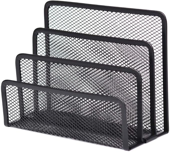 Desk File Holder, 3 Tier Document File Folder Metal Mesh Holder ...