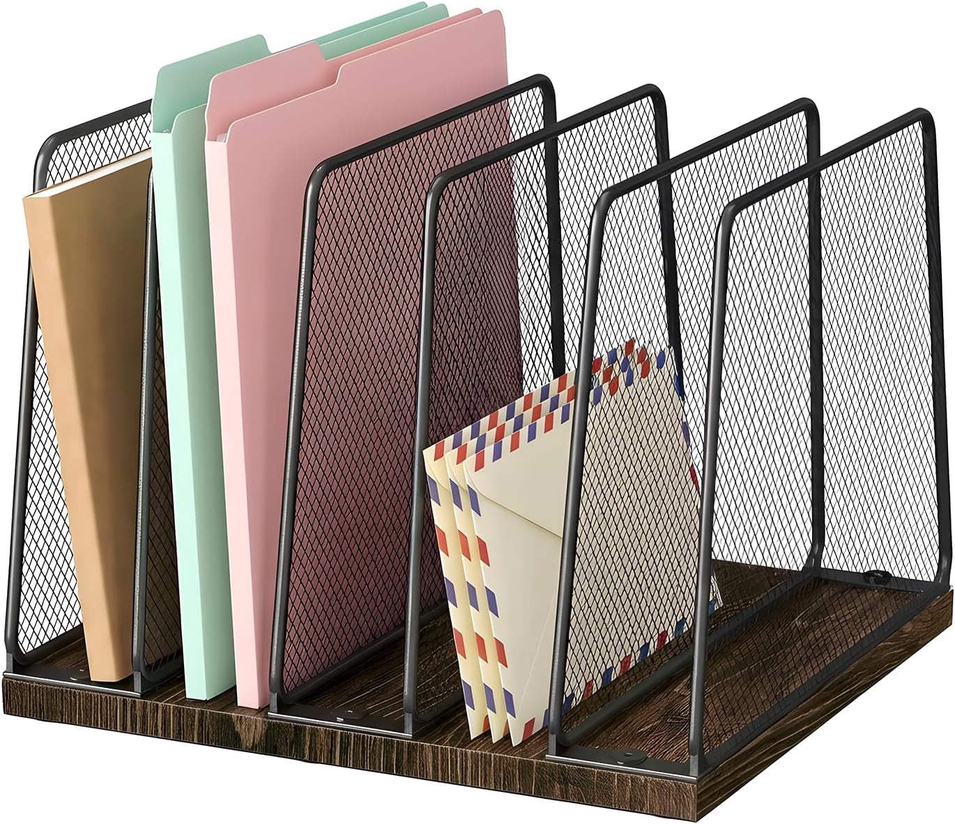 Desk File Organizer, 5-Section Upright File Sorter, Vertical File ...