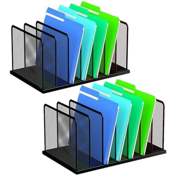 Desk File Organizer 7 Upright Mesh Desktop Organizer File Sorter Office ...