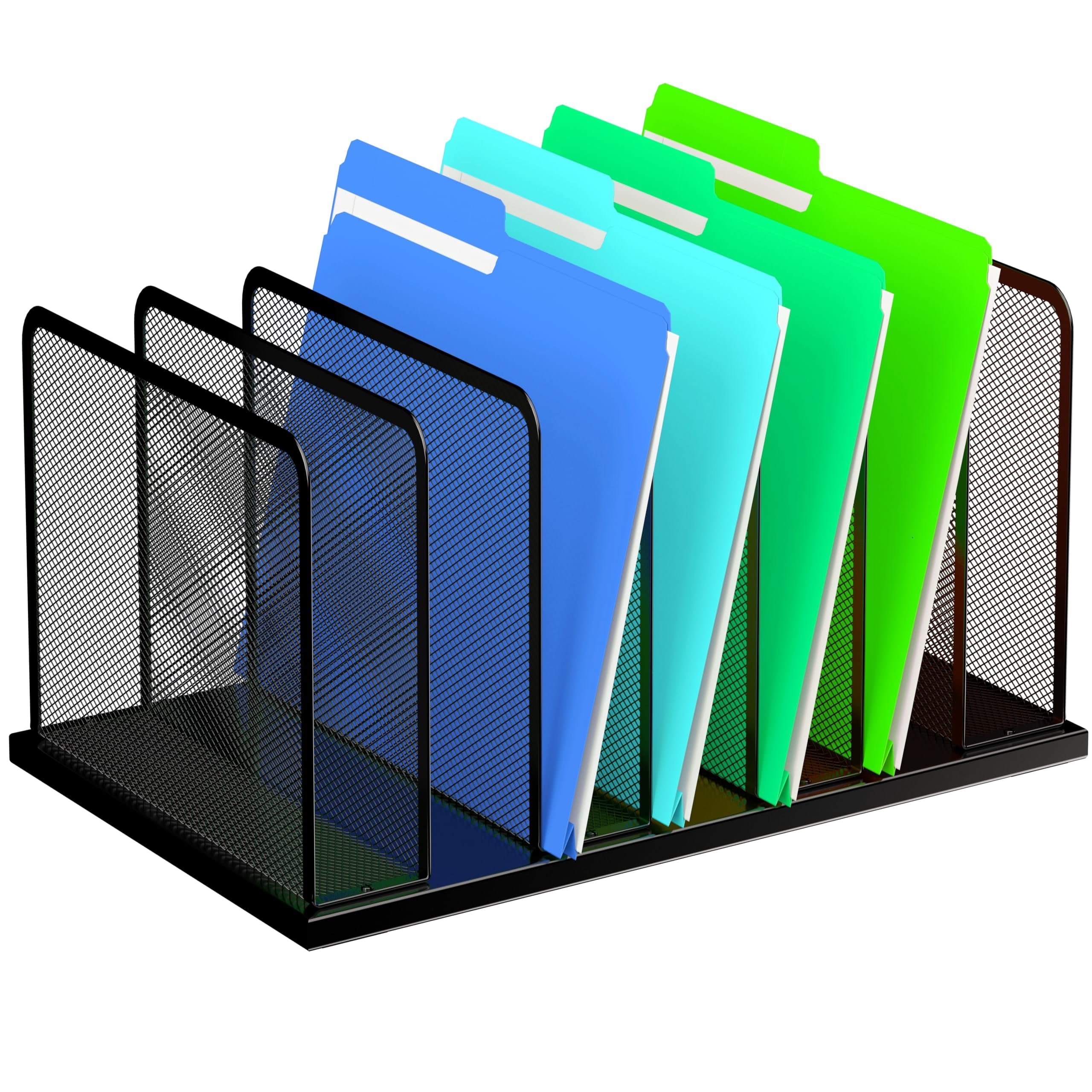 Desk File Organizer Black 1 Pack 7-Section Office Home Classroom ...