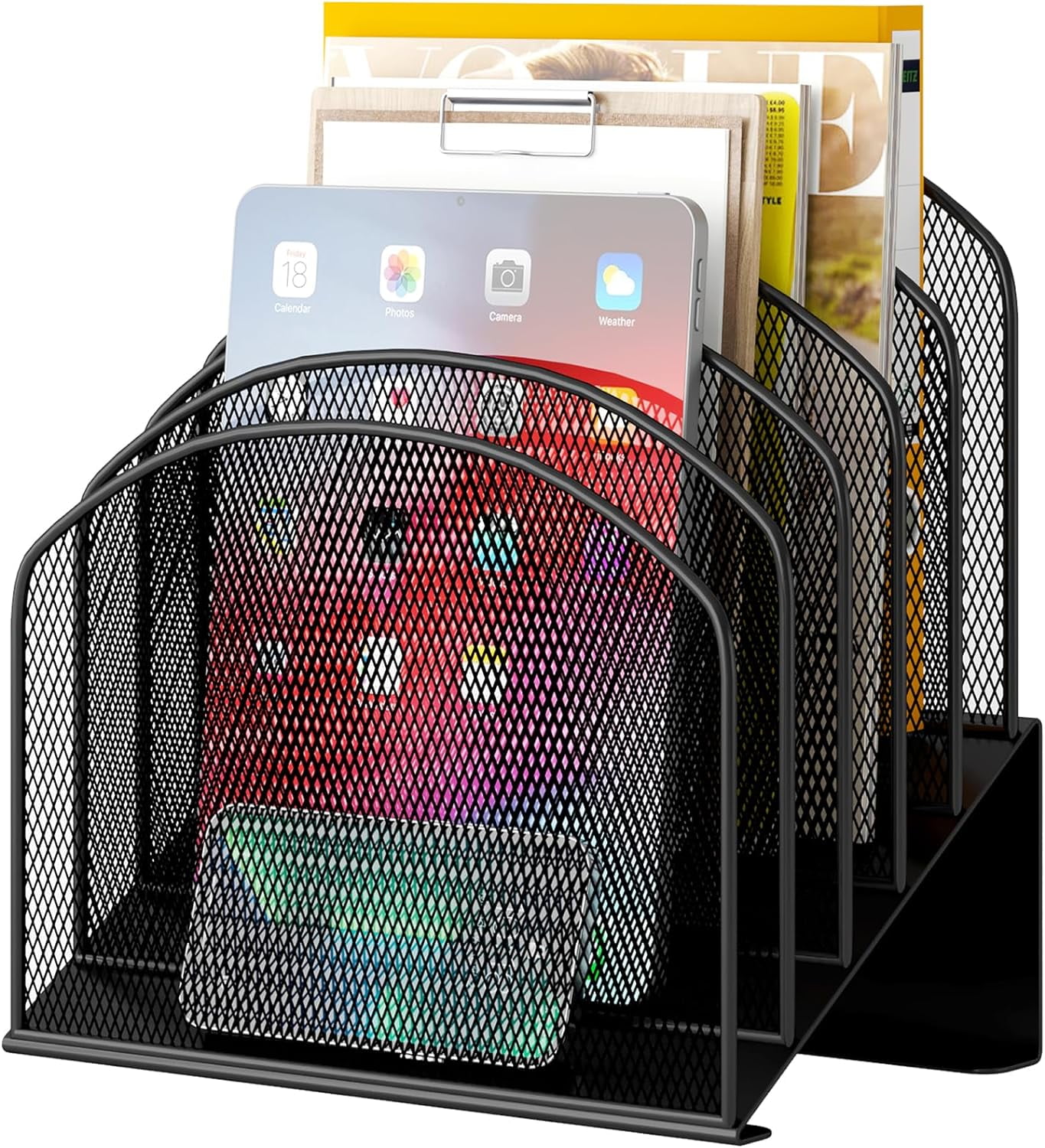 Desk File Organizer, Metal Mesh Vertical Desktop File Folder Holder for ...