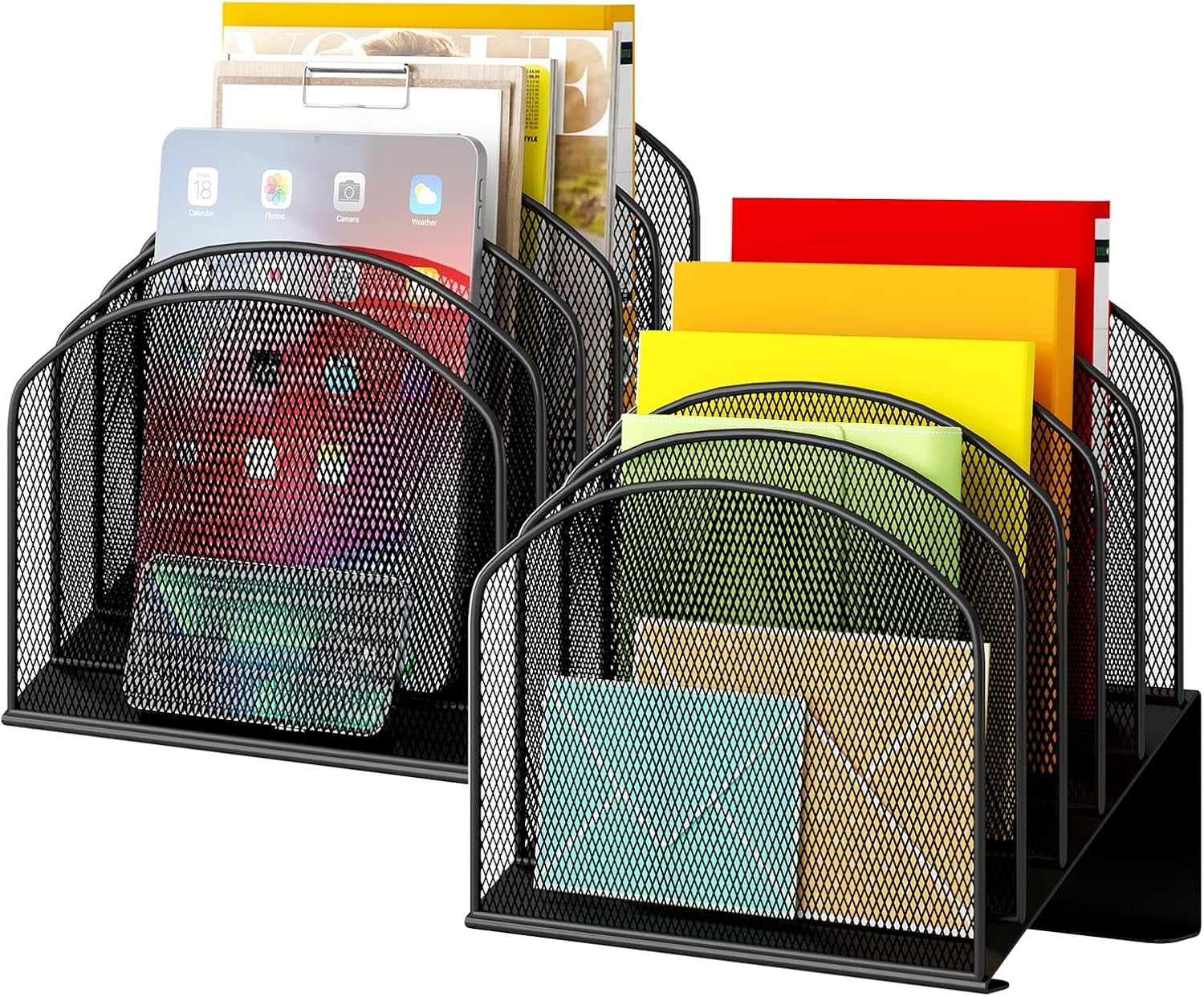Desk File Organizer, Metal Mesh Vertical Desktop File Folder Holder for ...