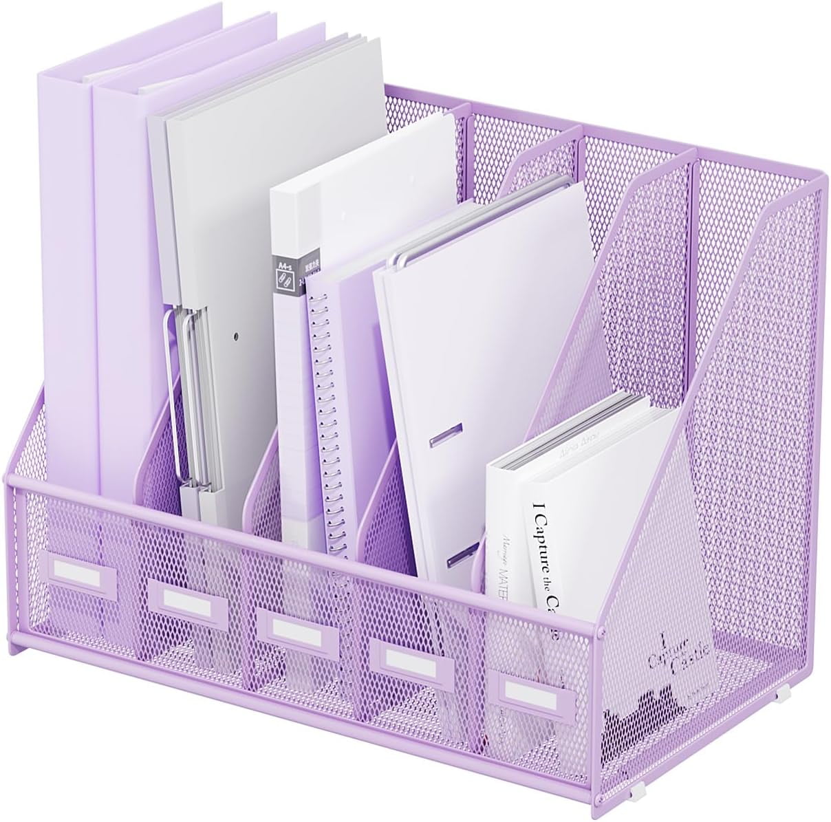 Desk File Organizer with 5 Vertical Compartments Mesh Magazine File ...