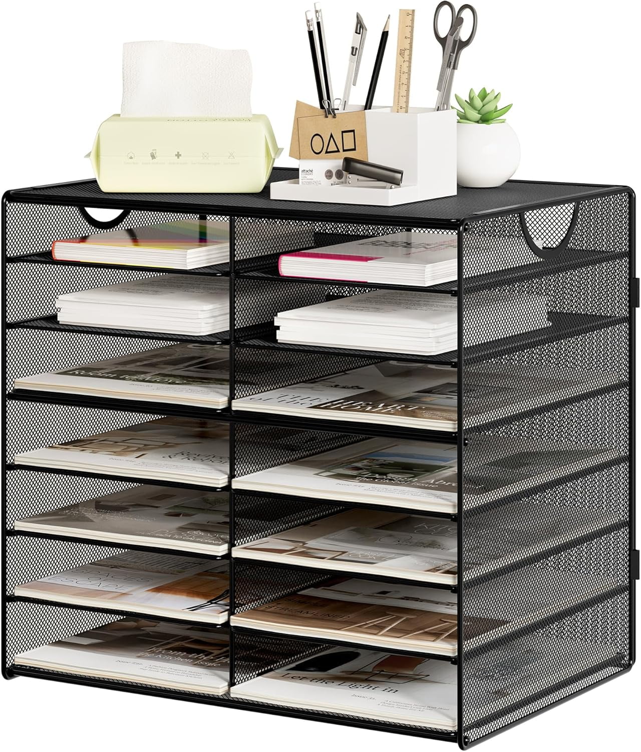 Desk File Sorter, 14 Slots Literature Organizer, Mail Organizer ...