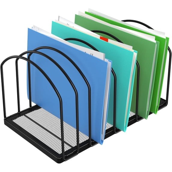 Desk File Sorter Organizer, 9 Section Rack, Black | Metal Vertical ...