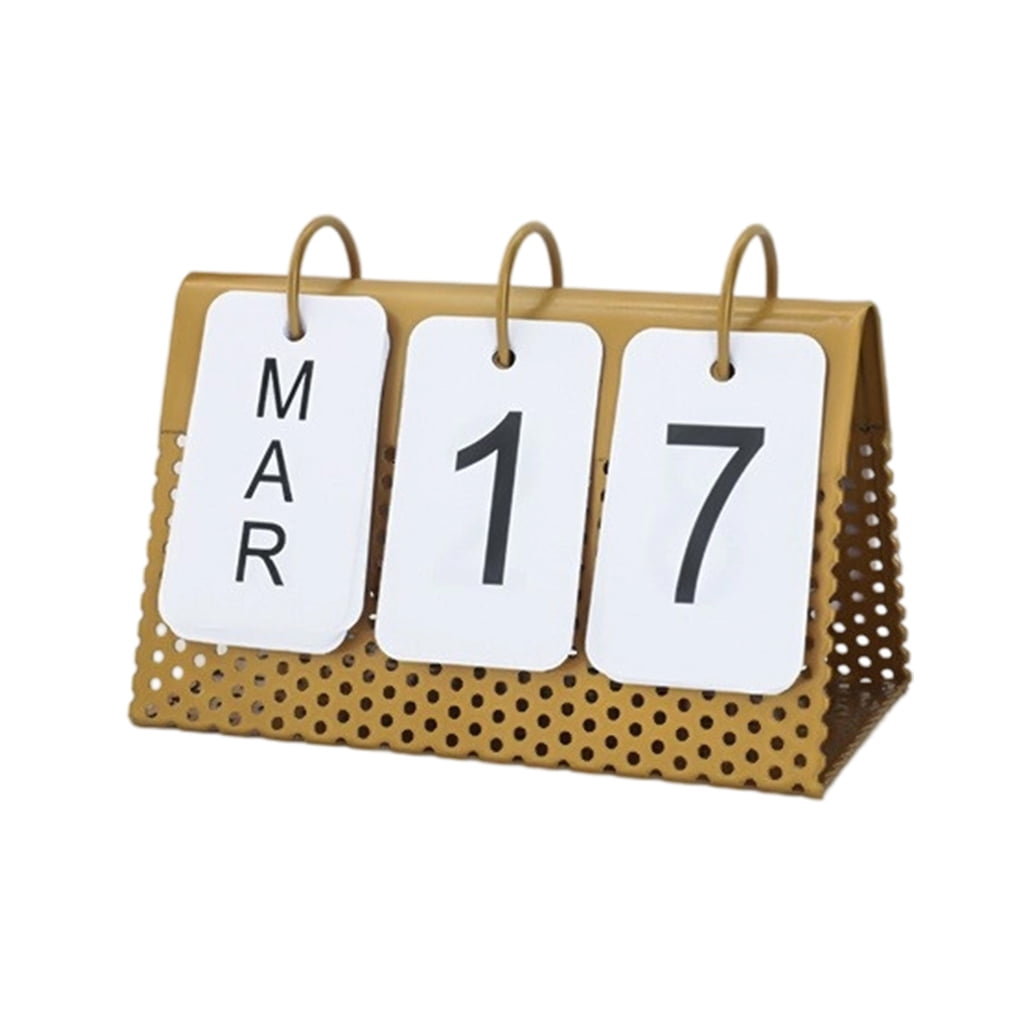 Desk Flip Calendar with Day Month Displays Flipping Permanent Calendar ...