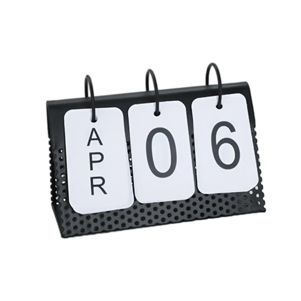 Desk Flip Calendar with Day Month Displays Flipping Permanent Calendar ...