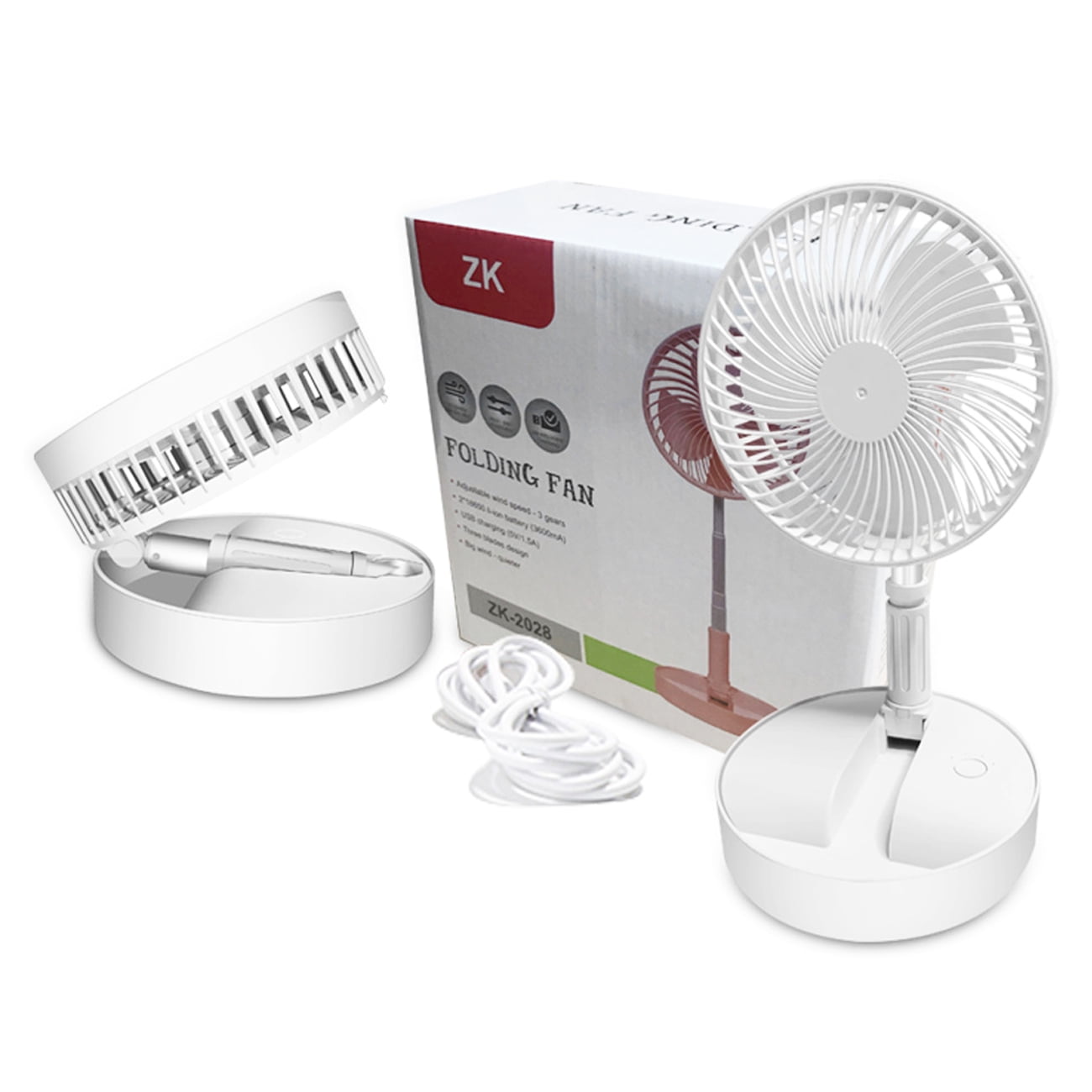 Desk and Floor Fan with USB 7200mAh Battery Powered Folding Portable ...