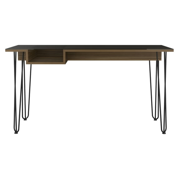 Desk For Office In , Glass Top And Metal Legs, One Shelf, Particle ...