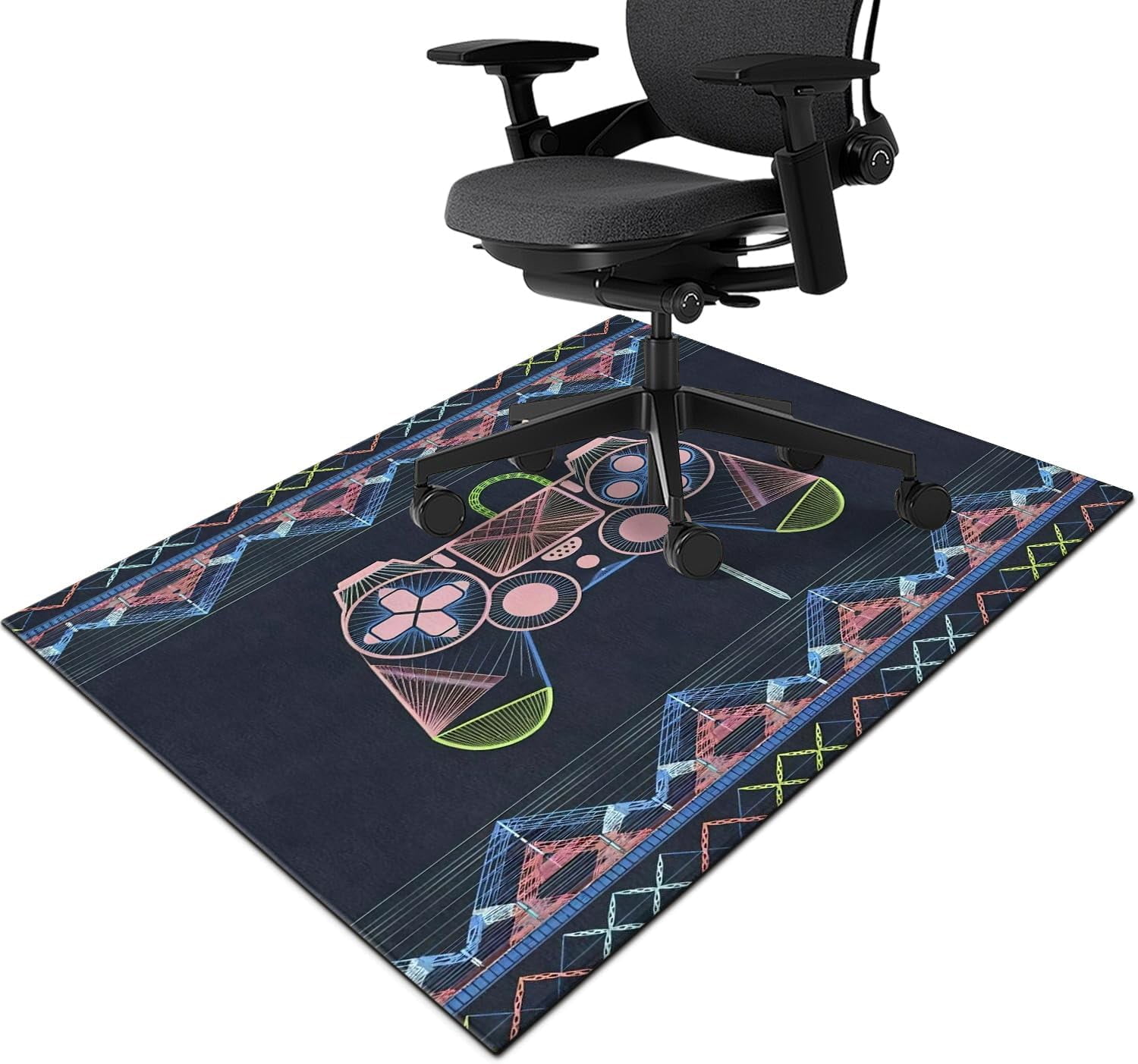Under Desk Gaming Gamer Area Rug Non Slip Low-Pile Rubber Backing ...