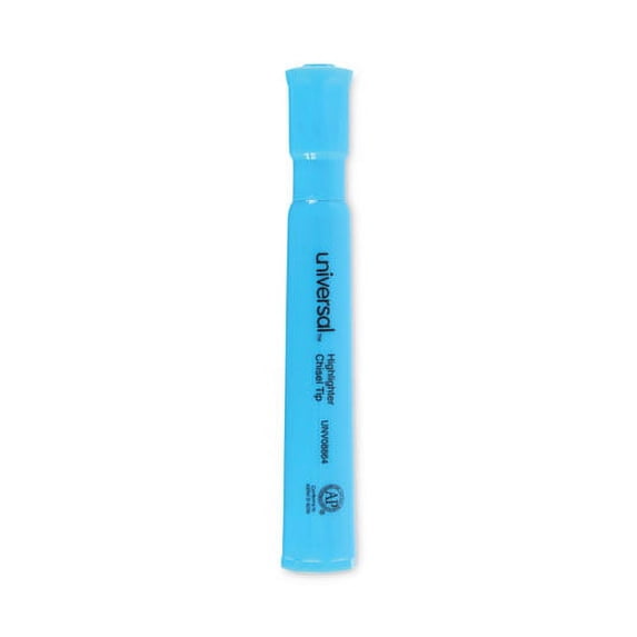 Desk Highlighters, Fluorescent Blue Ink, Chisel Tip, Blue Barrel, Dozen ...