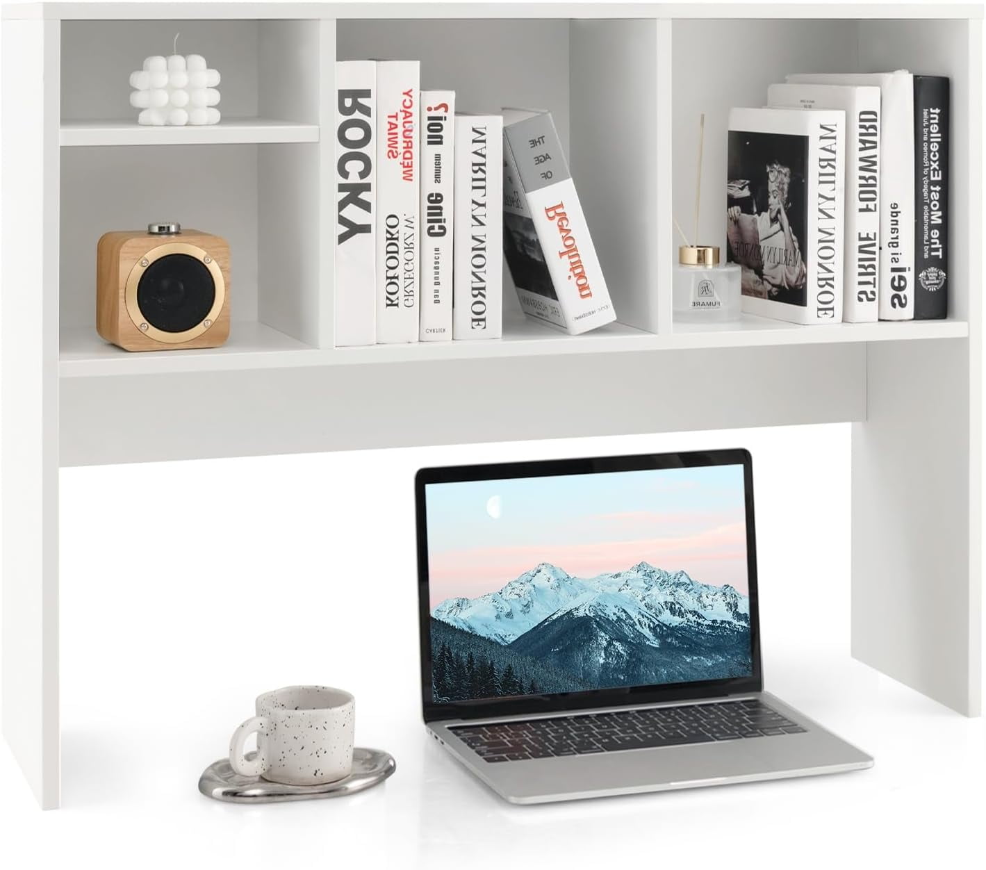 Desk Hutch, Countertop Storage Organizer with 4 Shelves, 2-Tier Display ...